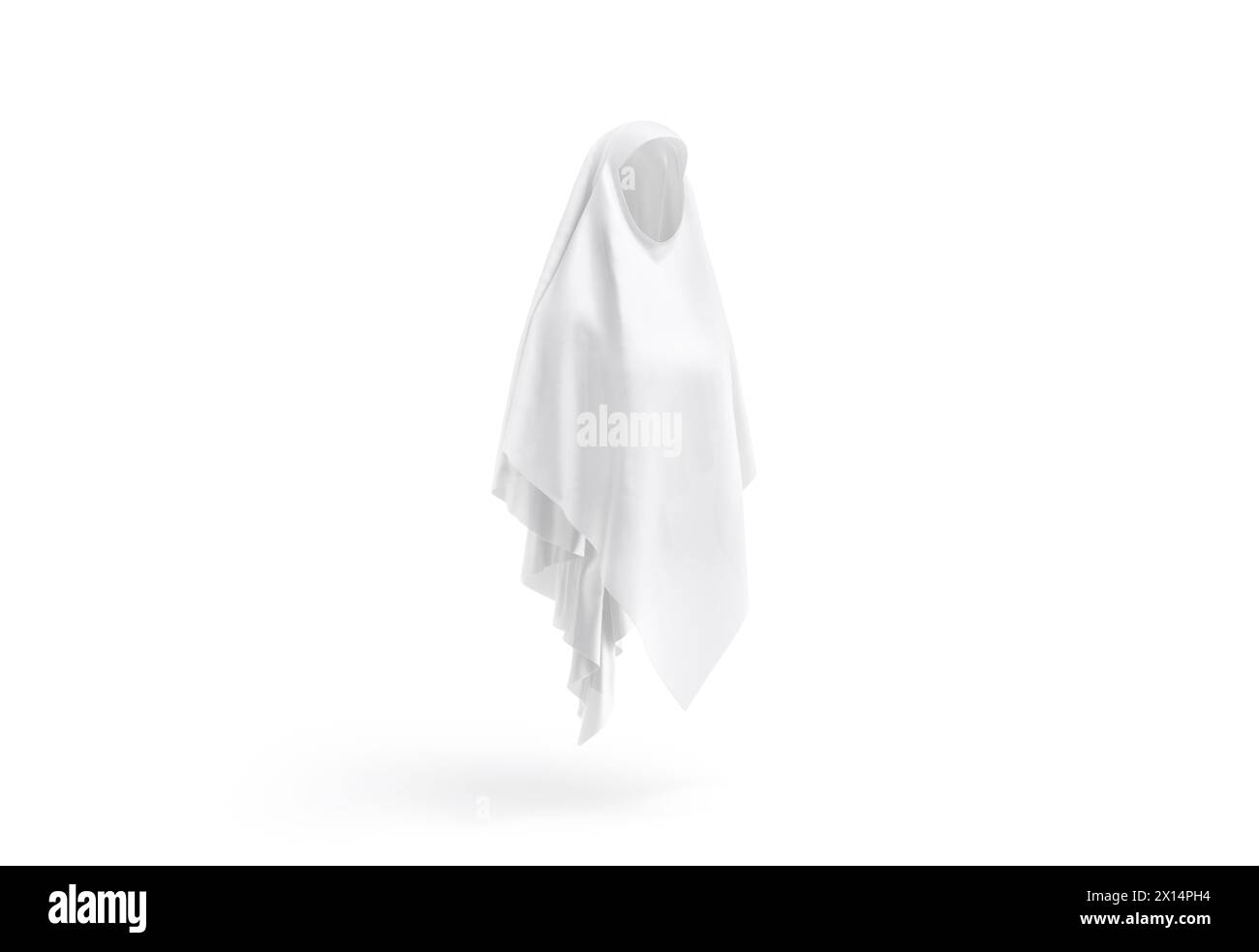 Blank white female khimar mockup, side view, 3d rendering. Empty ...