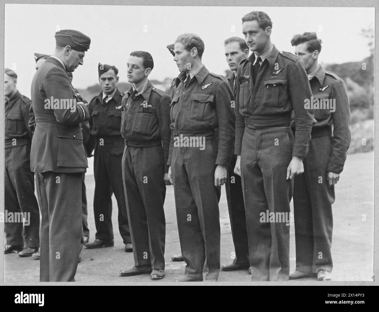 Air Vice Marshal Bromet congratulates a rescued crew of Royal Air Force ...
