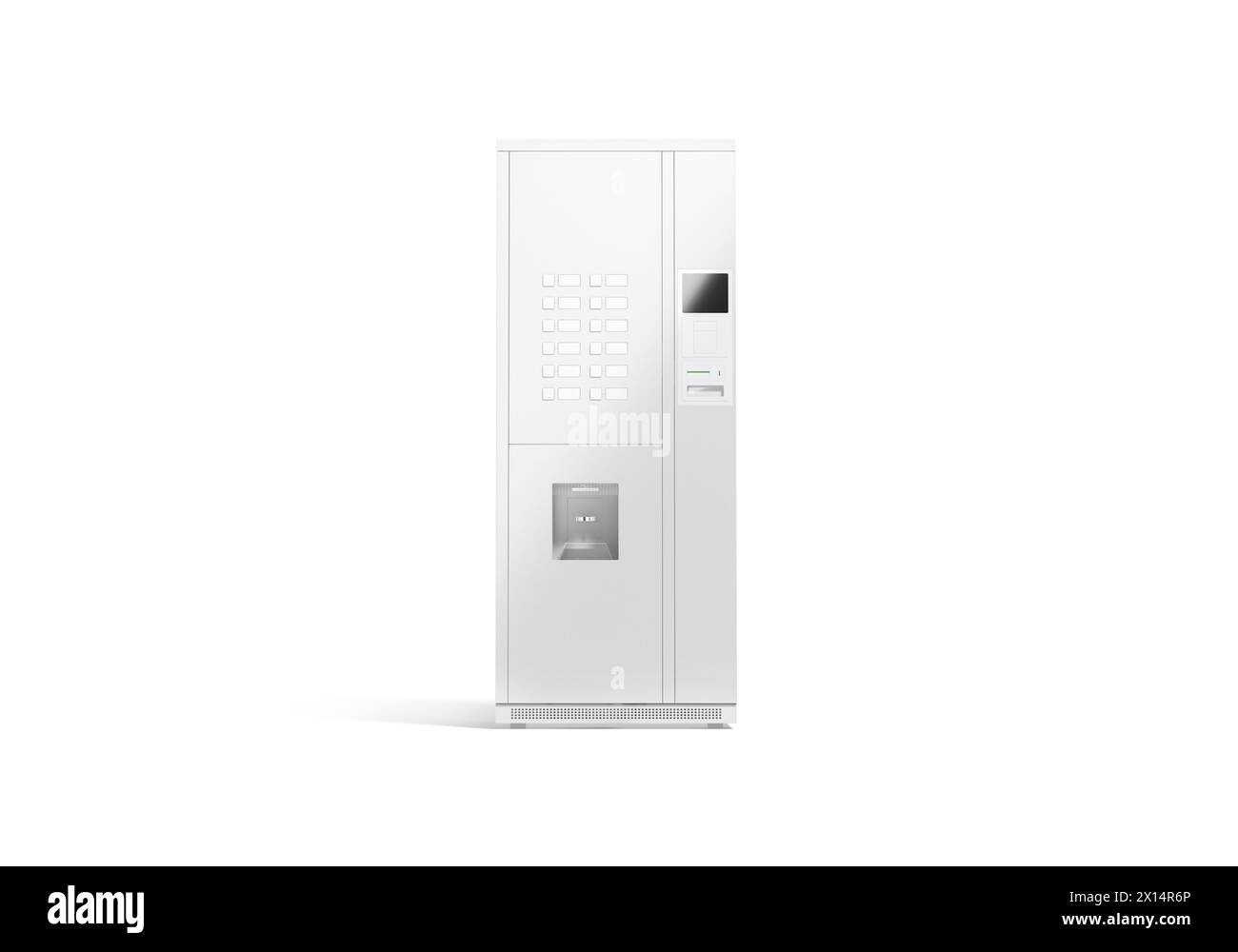 Blank white coffee vending machine mockup, front view, 3d rendering. Empty automat drink vendor ...