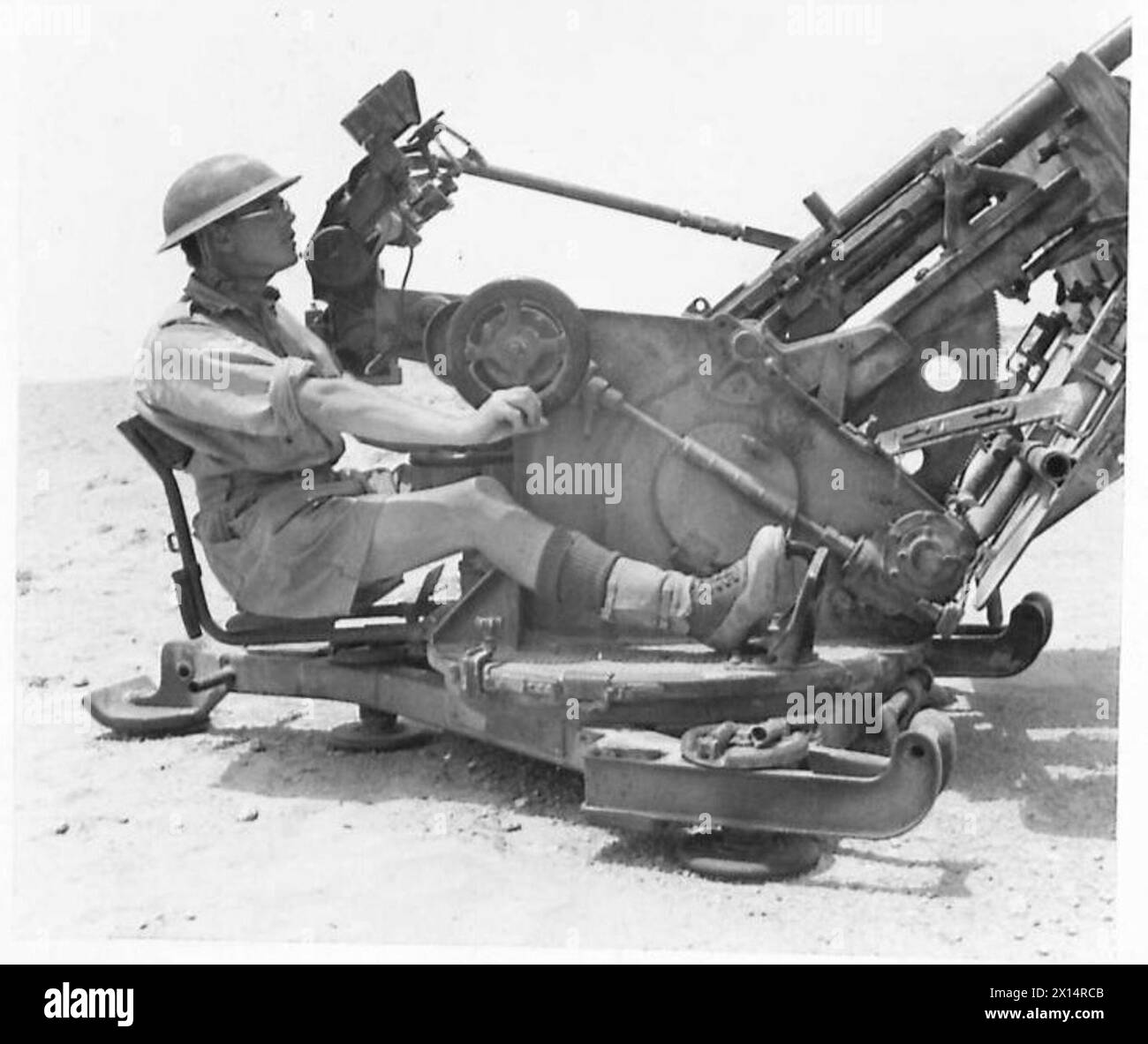Side view of a flak gun on the Western Front, showing its hand and foot ...