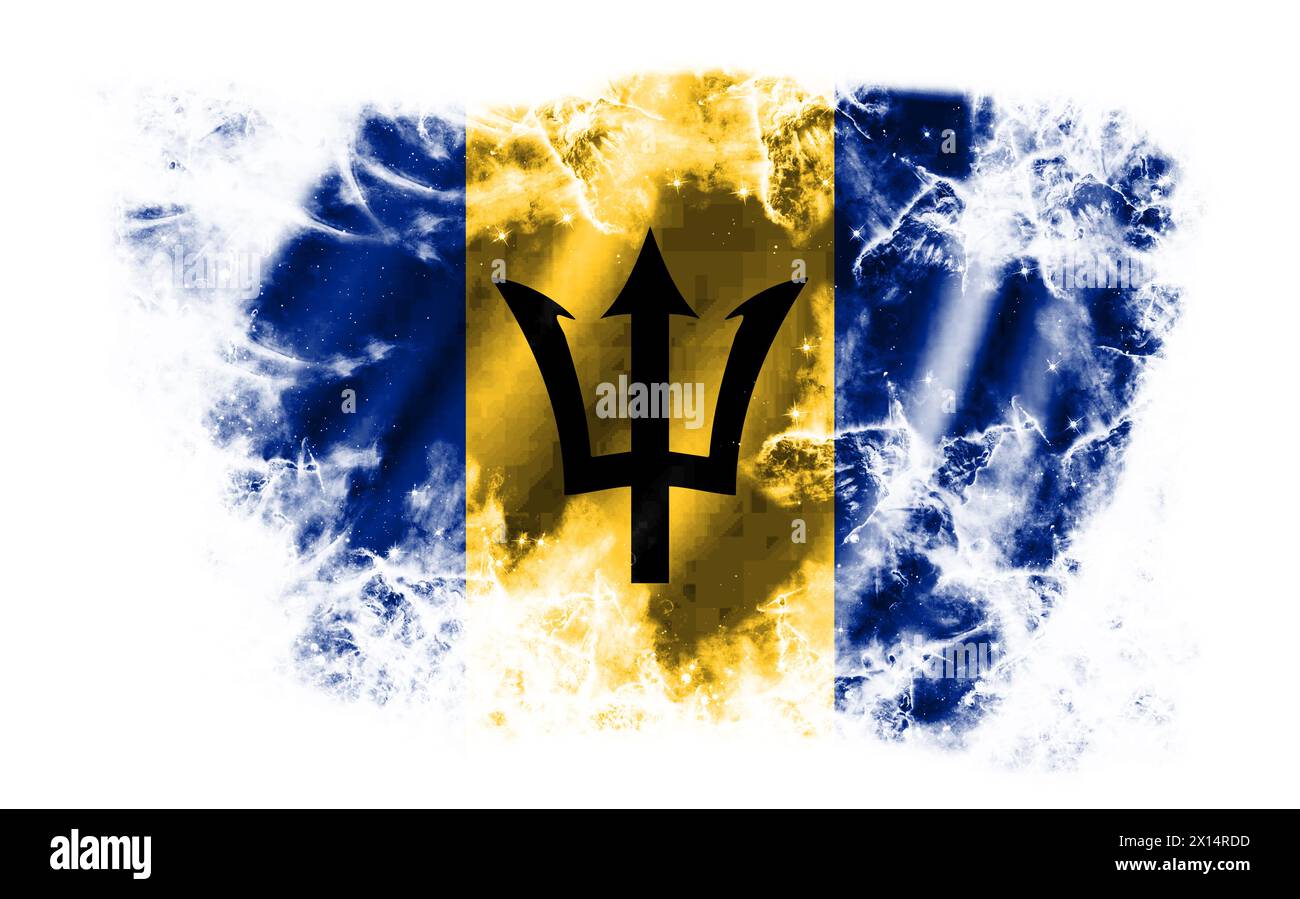 White background with torn flag of Barbados Stock Photo - Alamy