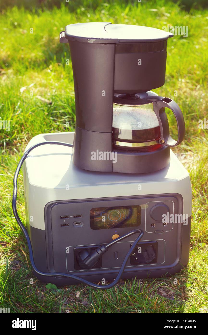 The Portable Power Battery With Electrical Drip Coffee Maker. Morning ...