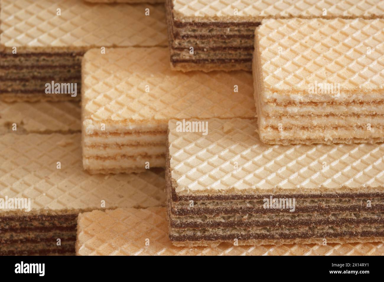 Crispy Sweet Wafers In Stack. The Chocolate And Vanilla Flavors ...