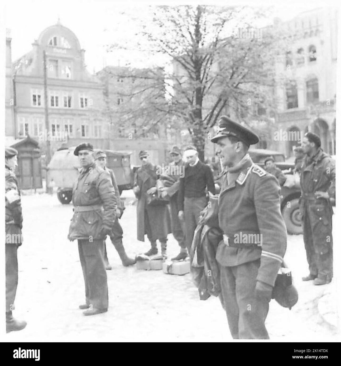 6TH AIRBORNE ADVANCE - The German commander addresses POWs in the town ...