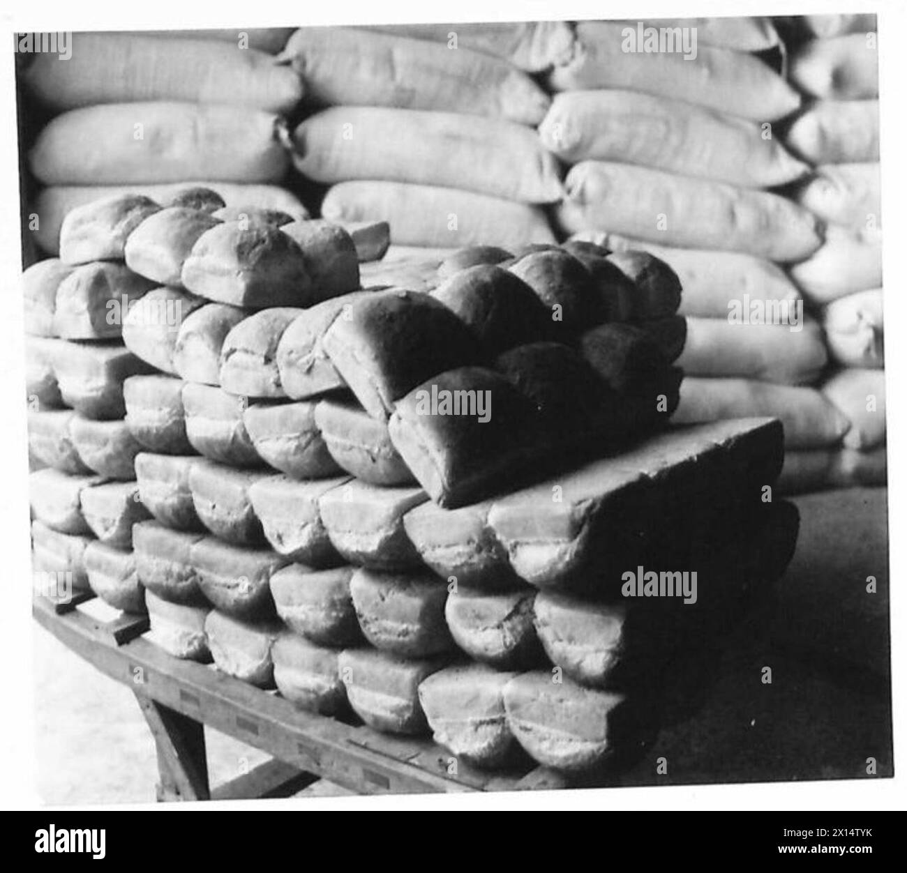 BAKING THE ARMY'S BREAD - Loaves of bread ready for issue to the troops ...