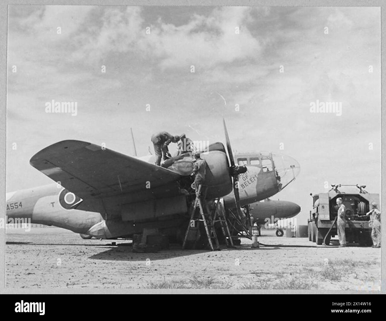 American maintenance staff work on a Baltimore aircraft at RAF ...
