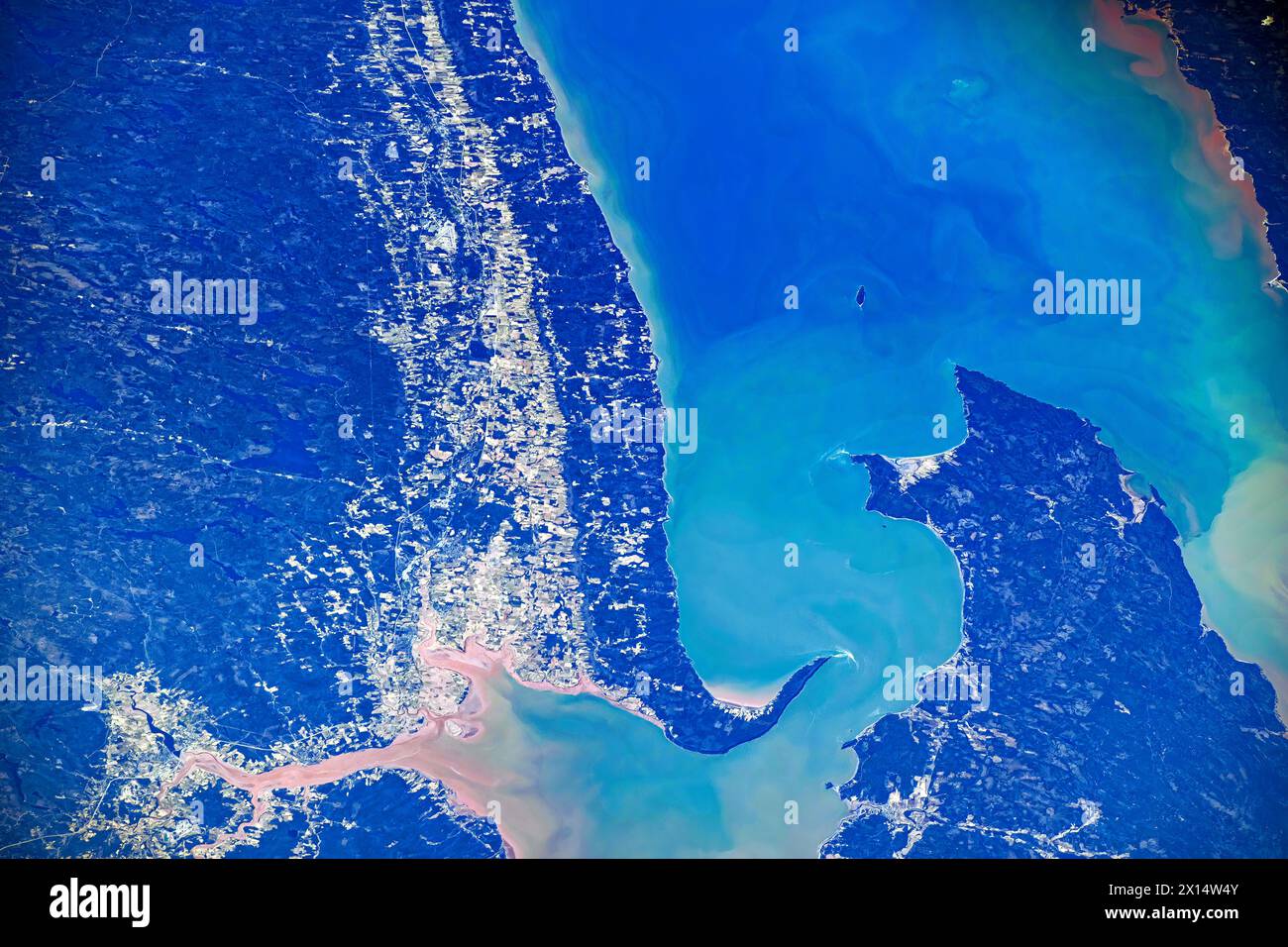 Minas Basin, Nova Scotia, Canada. Digital enhancement of an image by ...