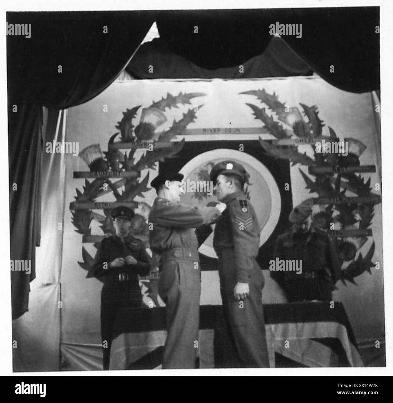 15TH (SCOTTISH) DIV. INVESTITURE - Sgt. F. Preedy, 10 HLI, receives the ...