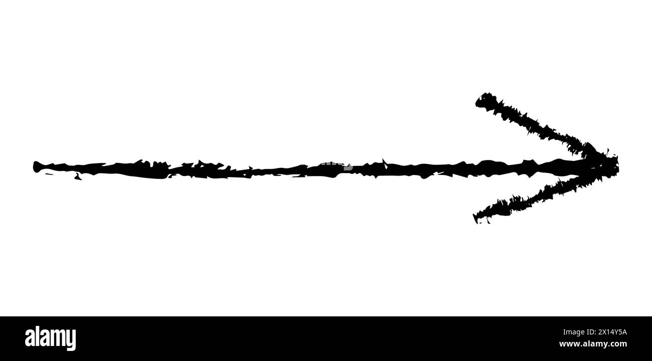 Hand drawn simple arrow drawn with wax crayon, chalk or charcoal ...
