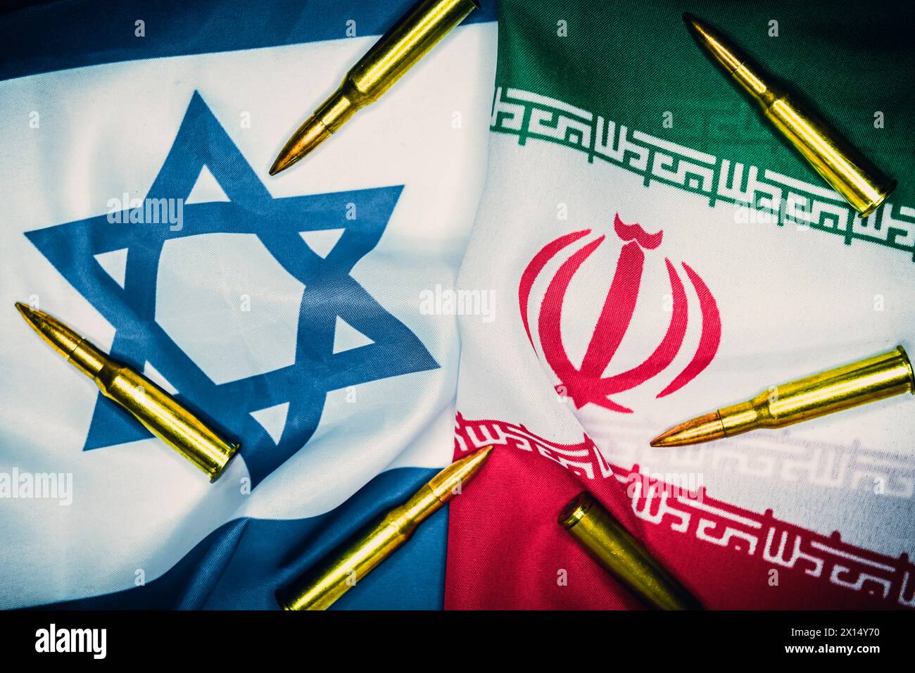Bullets On The Flags Of Israel And Iran, Escalation In The Middle East ...