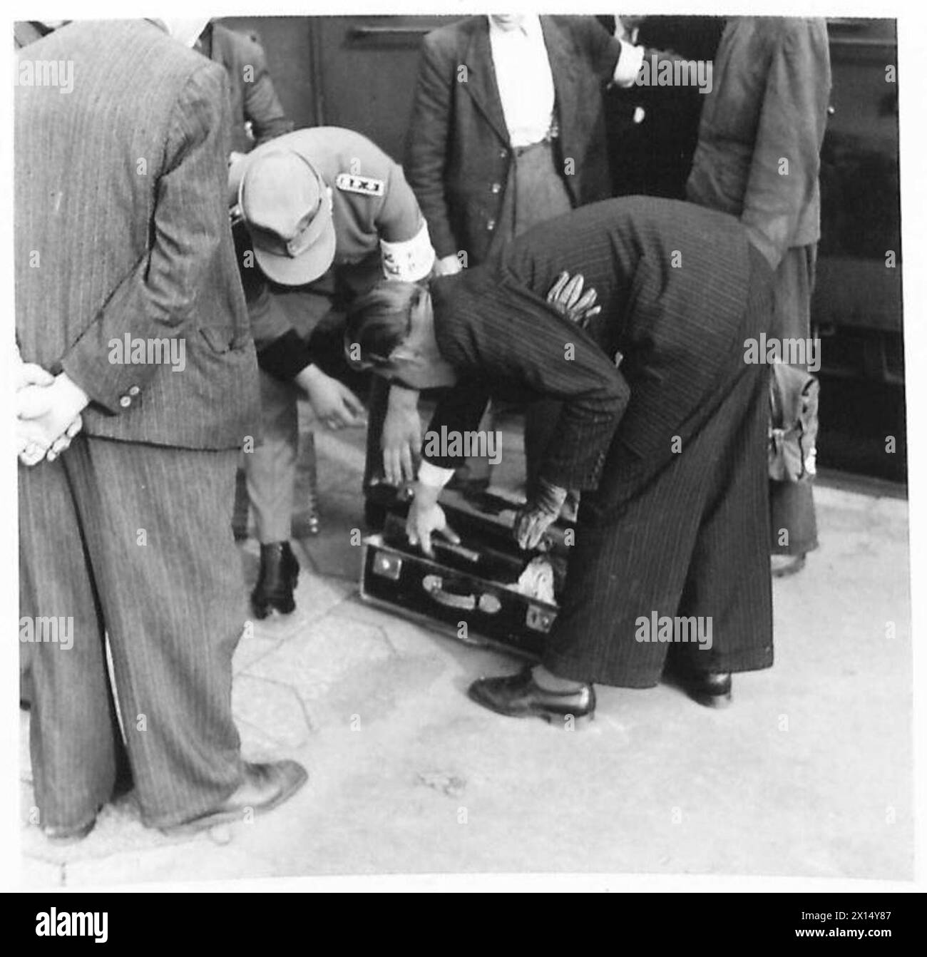 TRAIN SEARCH BY GERMAN POLICE - Luggage being searched British Army of ...