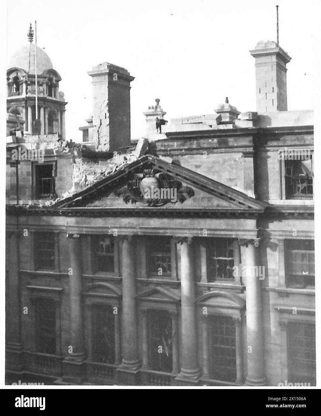 BOMB DAMAGE - View of the damage done to the War Office by an enemy ...
