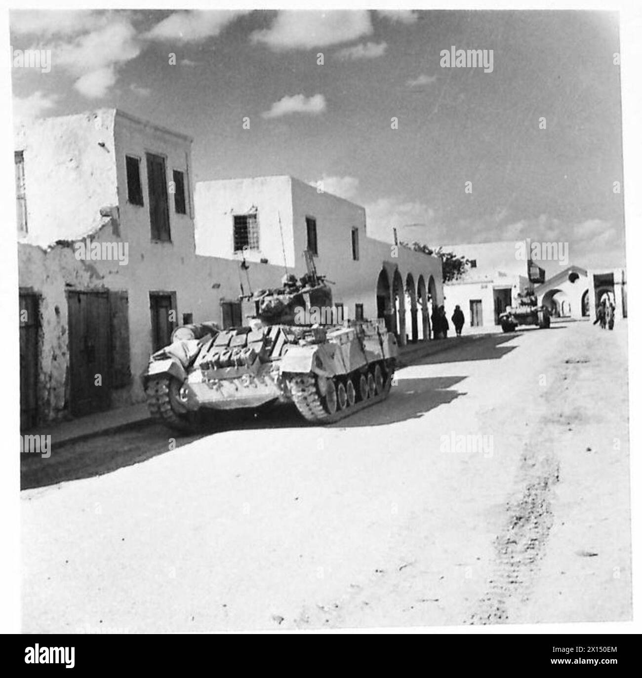 British Army tanks advance into Ben-Gardane, Tunisia, on February 15 ...