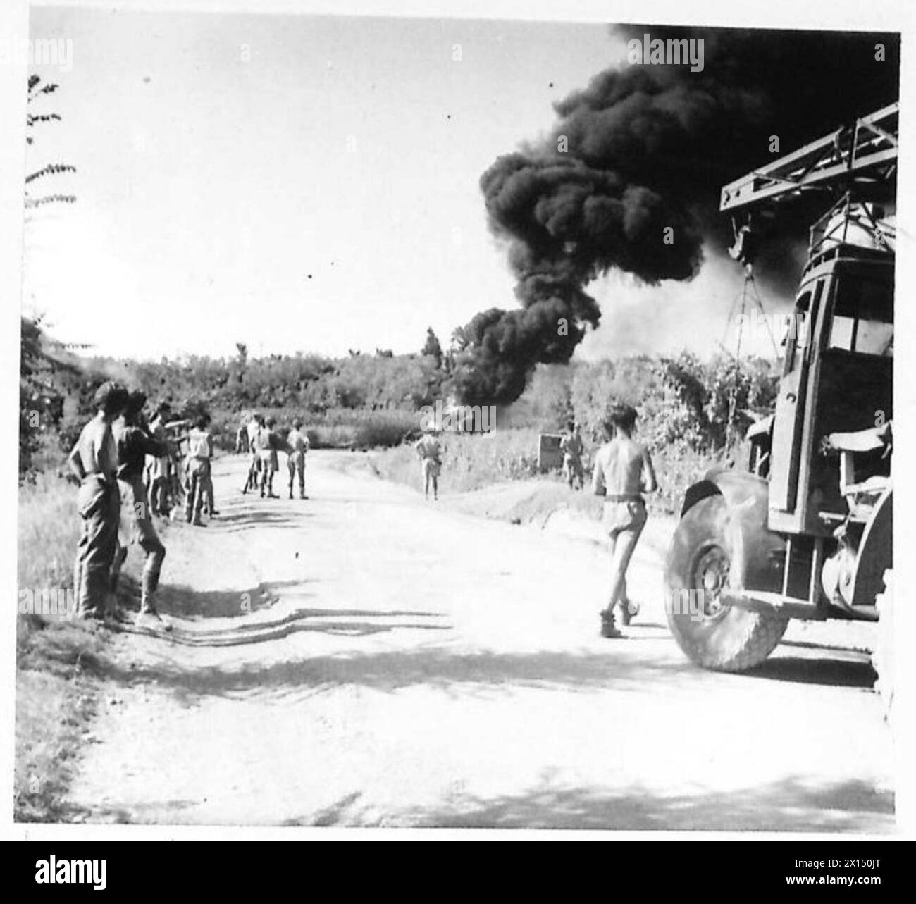 EIGHTH ARMY : A DELAYING INCIDENT ON THE SUPPLY ROUTE - The burning ...