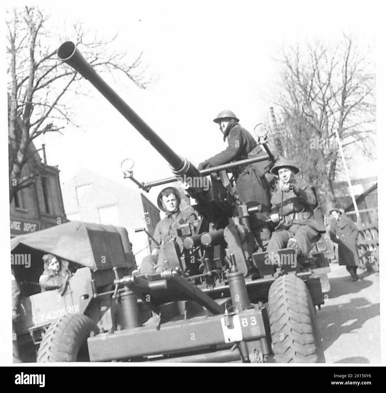 SPARTAN EXERCISE - Bofors A.A. gun and crew at action stations as they ...