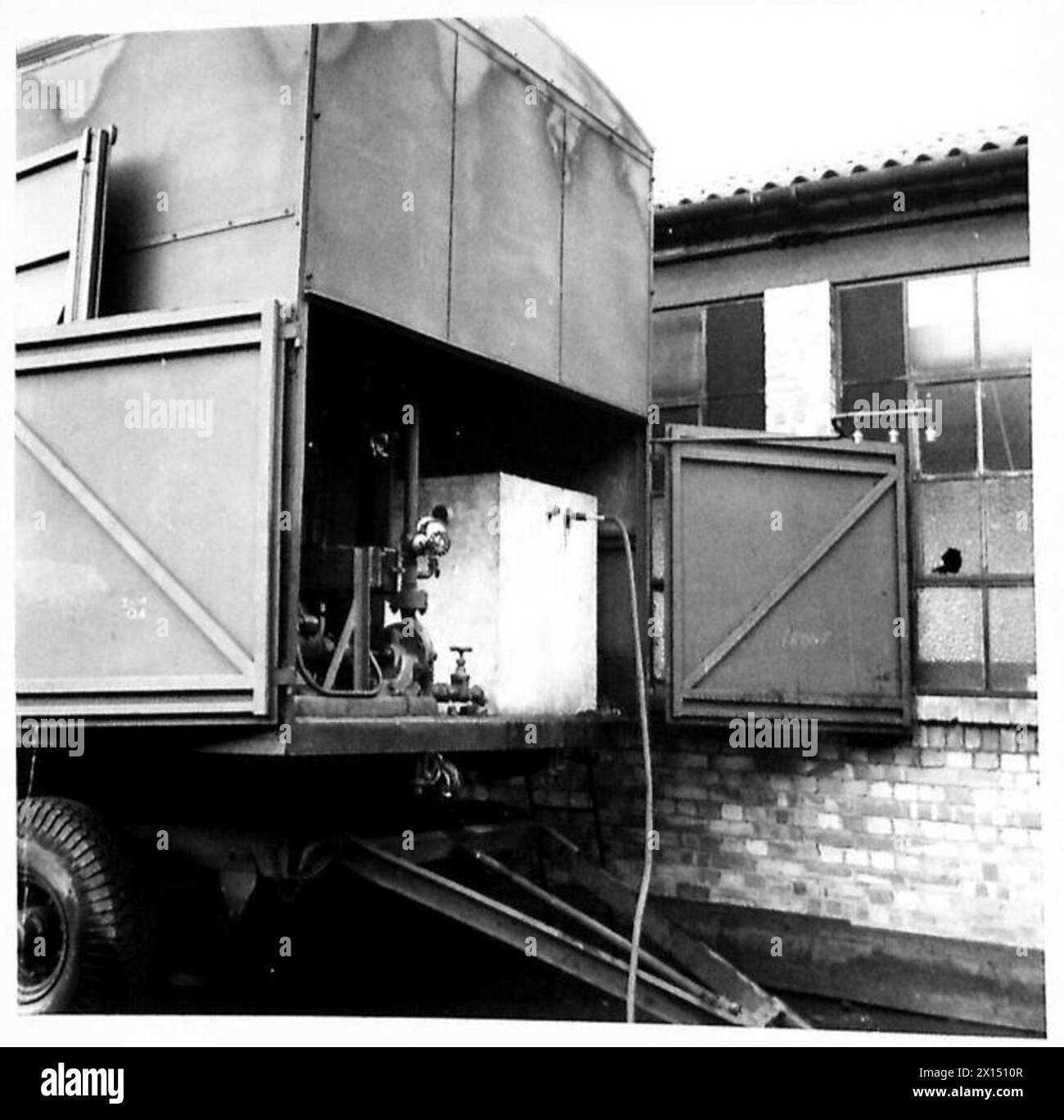 Exterior view of a mobile dry cleaning plant operated by the British ...