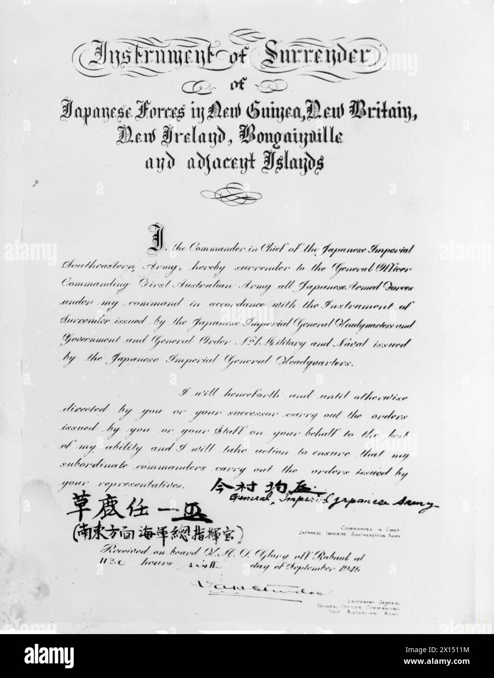 On 6 September 1945, General Imamura and Admiral Jin Icha Kusaka signed ...