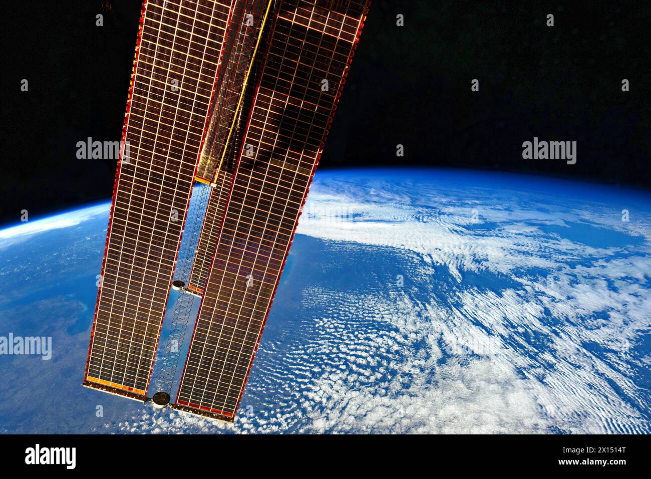 International Space Station or ISS and a view of Planet Earth. Digital ...