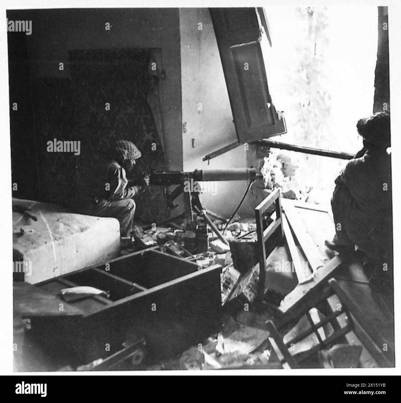 EIGHTH ARMY : CROSSING OF THE RIVER RUBICON - From a window of a ruined ...