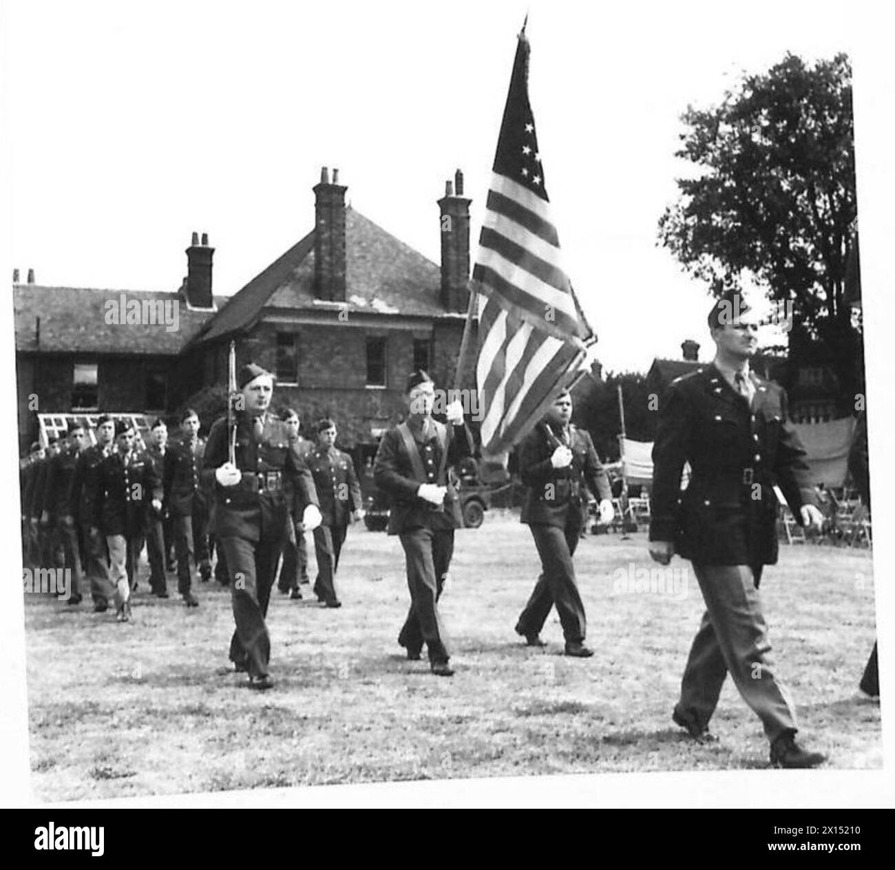 The US Army Air Force contingent marches past the saluting base during ...