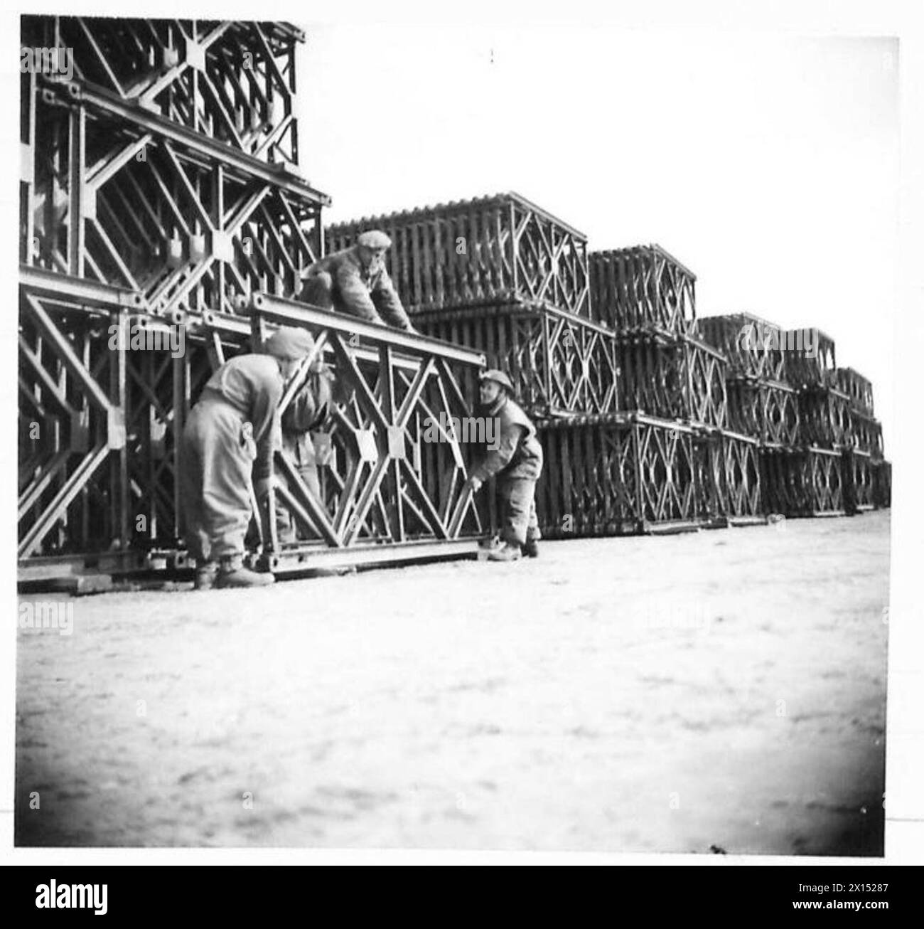RHINE CROSSING PREPARATIONS - Royal Engineers stacking Bailey bridge ...