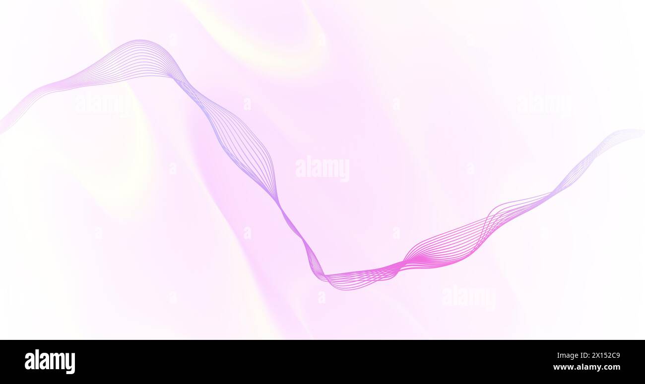 Image of network of connections with data transfer over pastel pink and ...