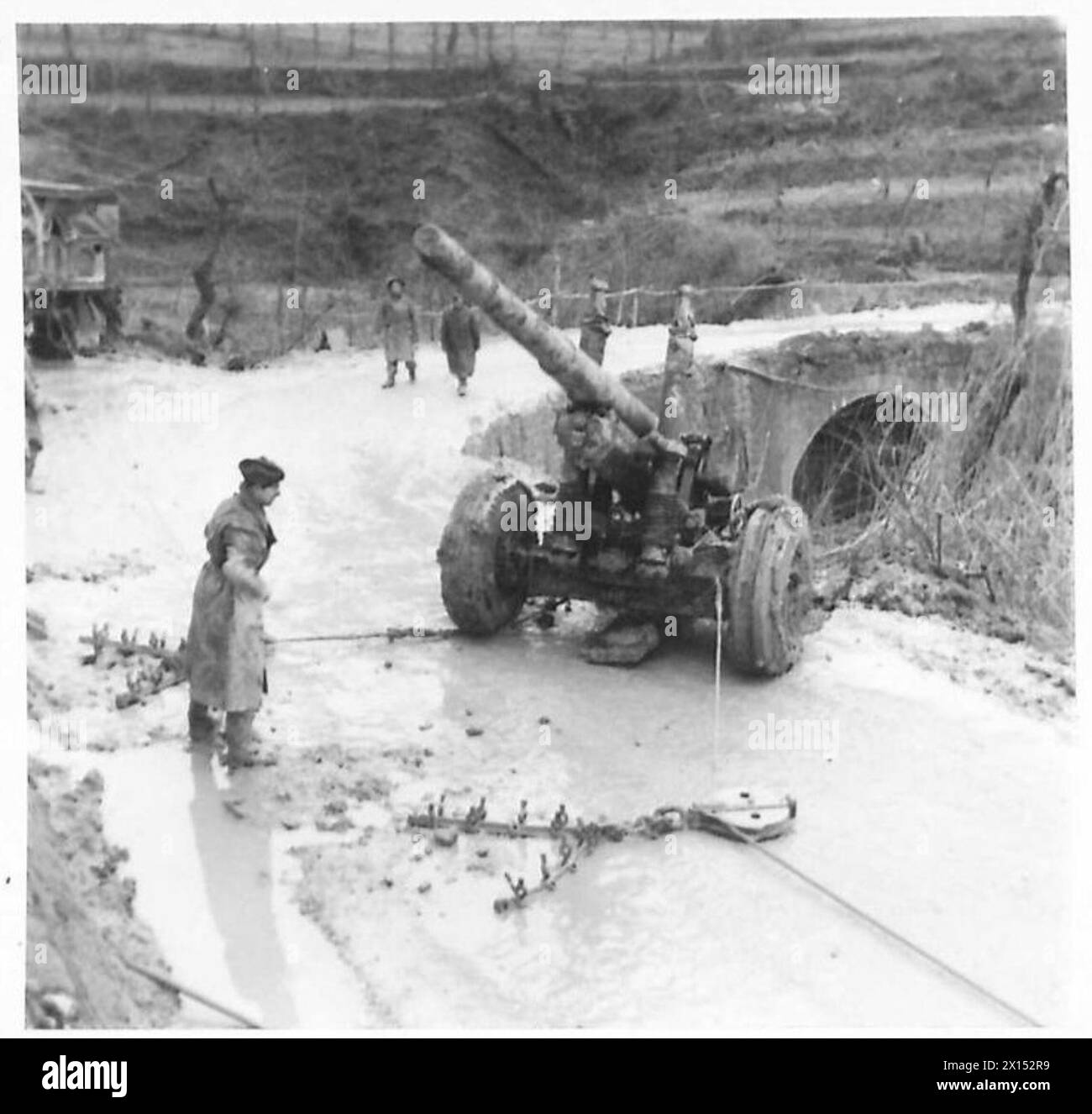 RECOVERY OF A 4.5 FIELD GUN - Successful recovery, the gun is back on ...