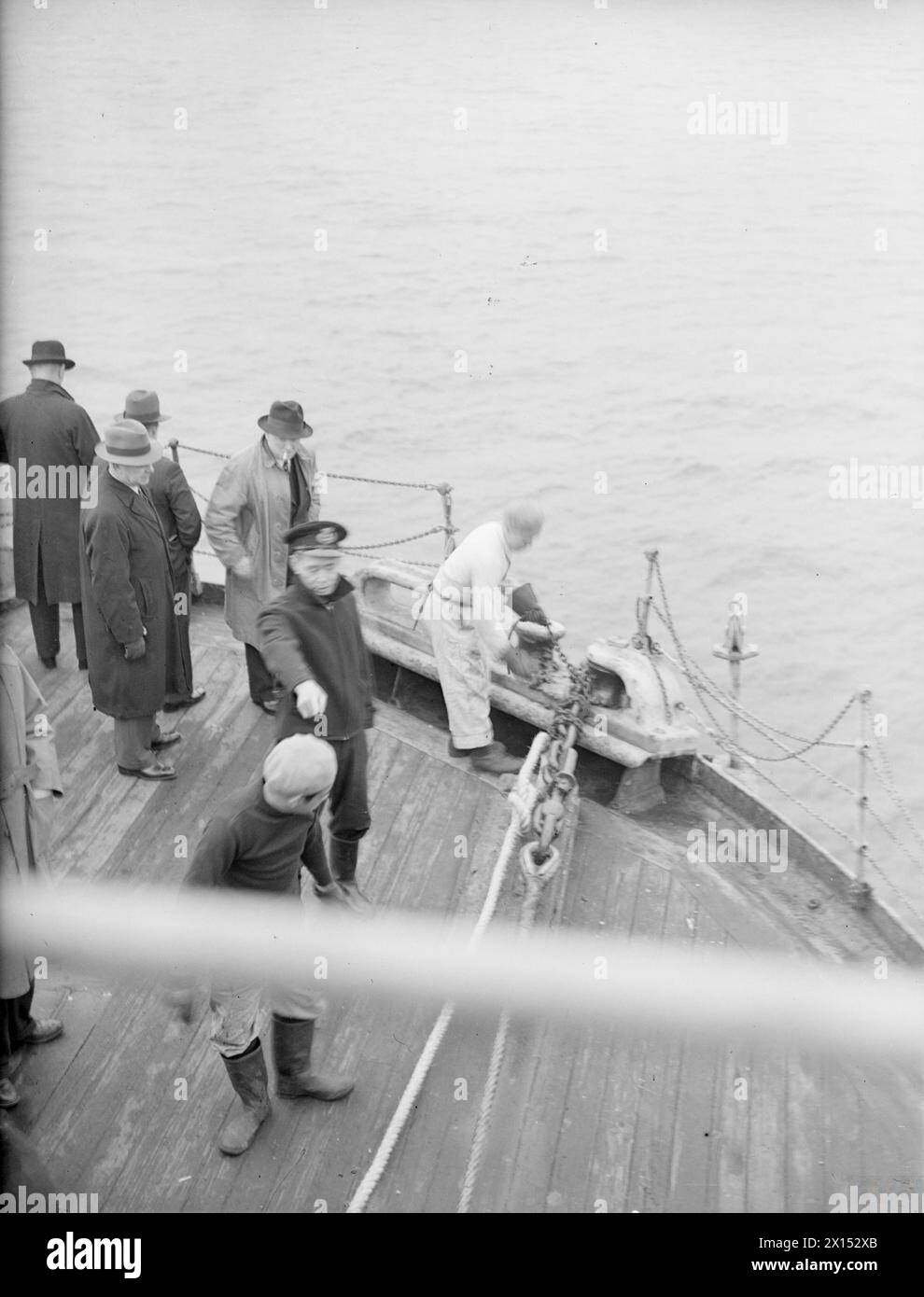 From 5 to 7 May 1945, a British naval lighterage raft is trial-towed ...