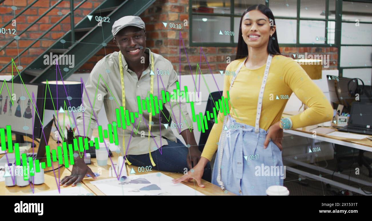 Image of multiple graphs with changing numbers over smiling diverse ...