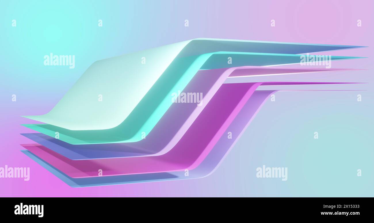 Image of pink to blue gradient layers waving over gradient background ...