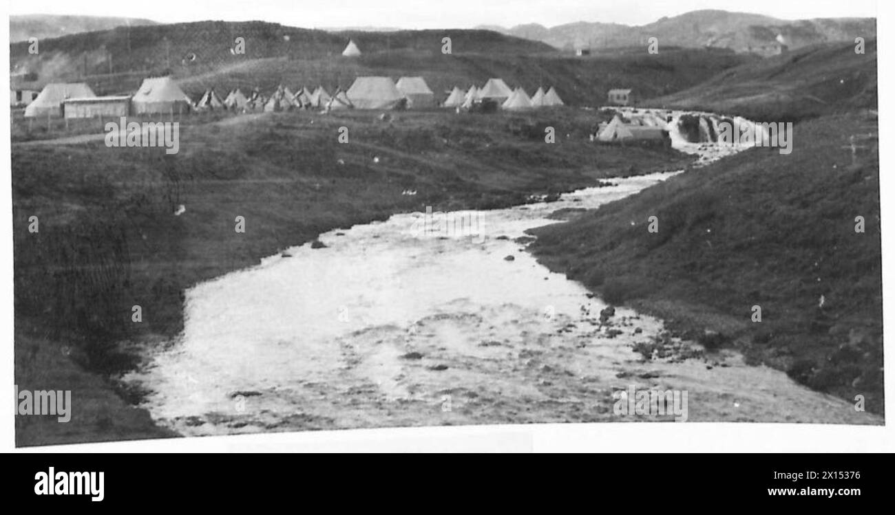 BRITISH AND CANADIAN TROOPS IN ICELAND - View of camp and falls of ...