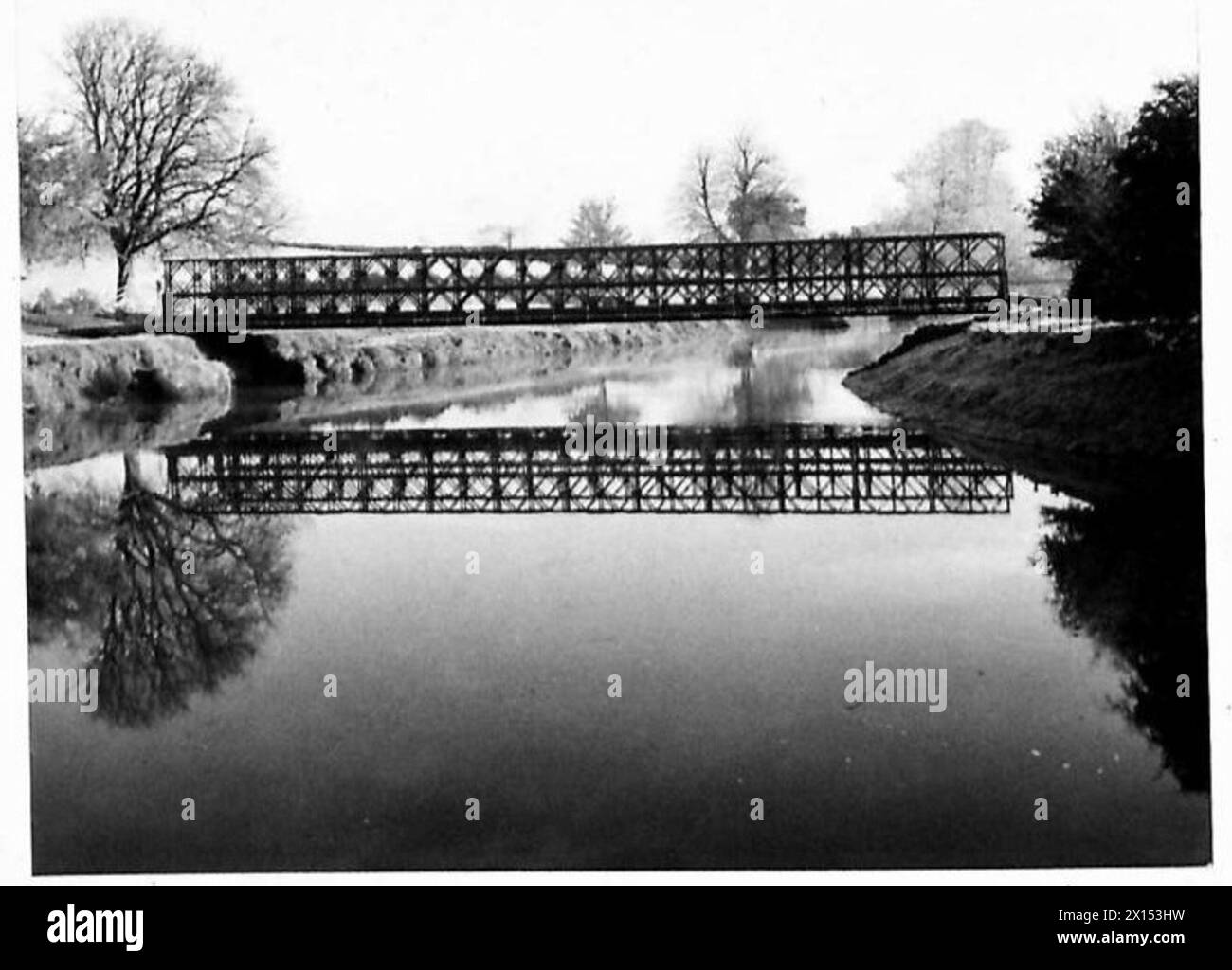 Bailey Bridge spanning a river, showing military engineering and ...