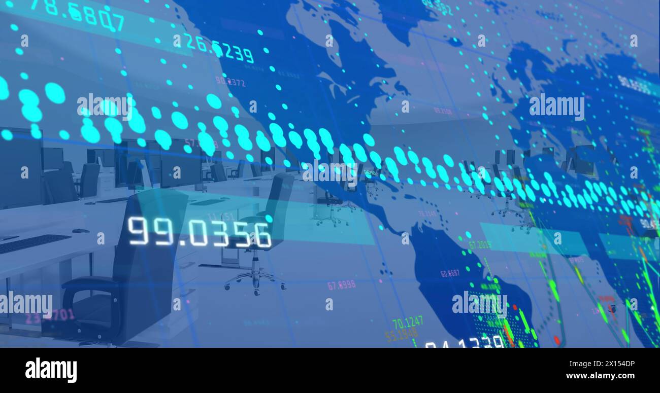 Animation data processing over desks hi-res stock photography and images - Alamy