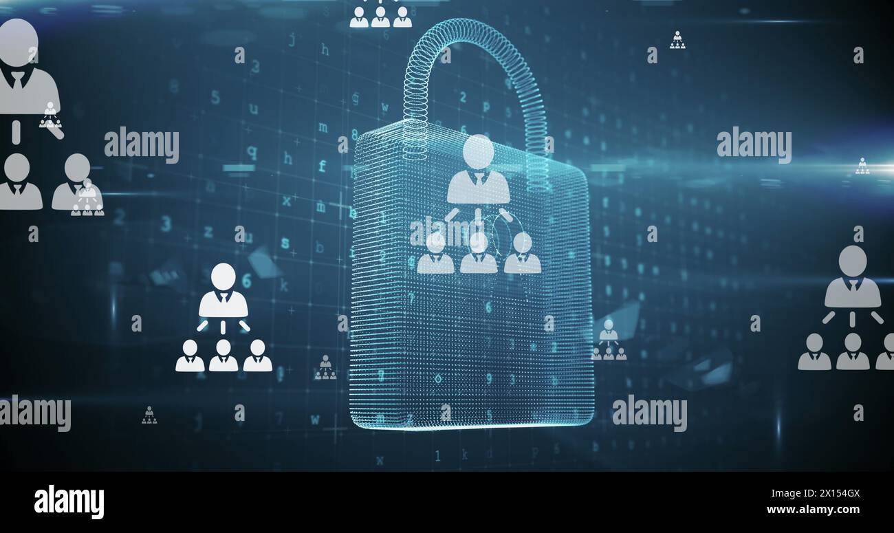Image of online security padlock, people icons and data processing Stock Photo - Alamy