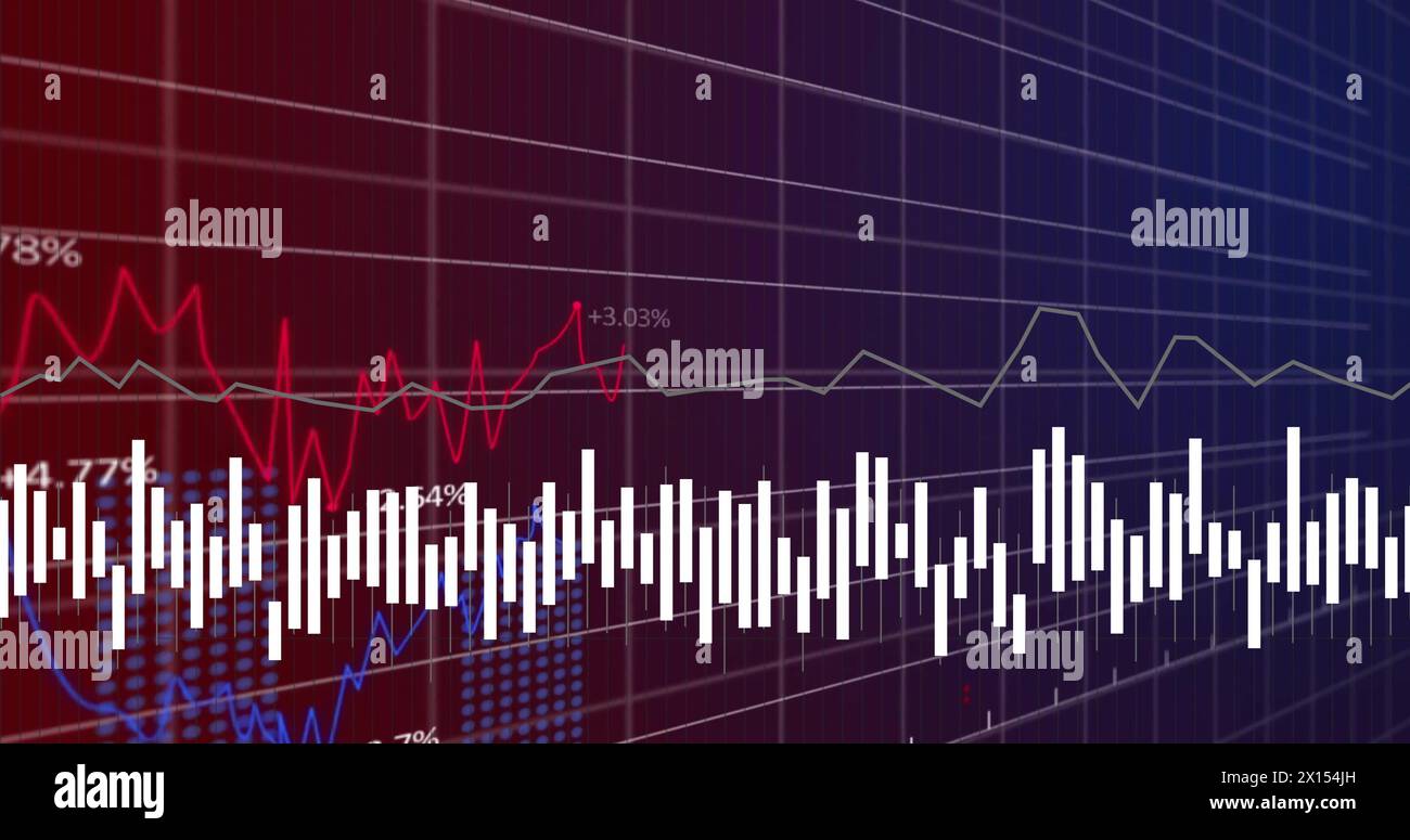 Image of statistics and financial data processing over grid Stock Photo - Alamy