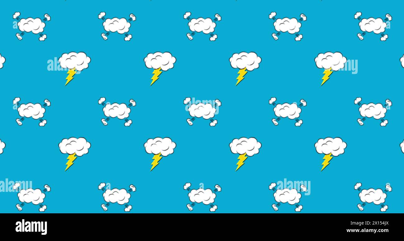 Image of clouds with lightning moving on blue background Stock Photo ...