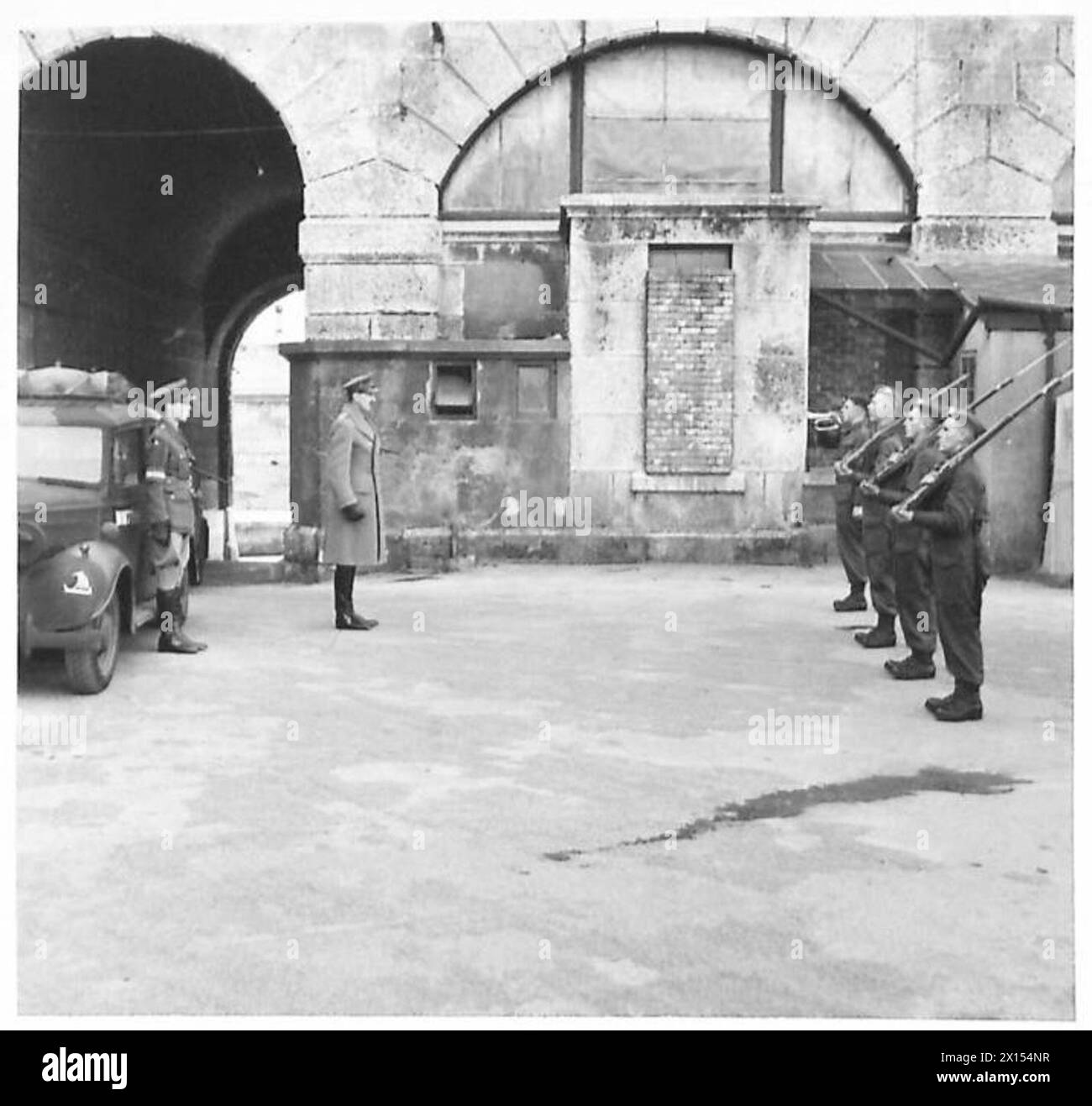 The Corps Commander inspects the guard during the transfer of infantry ...