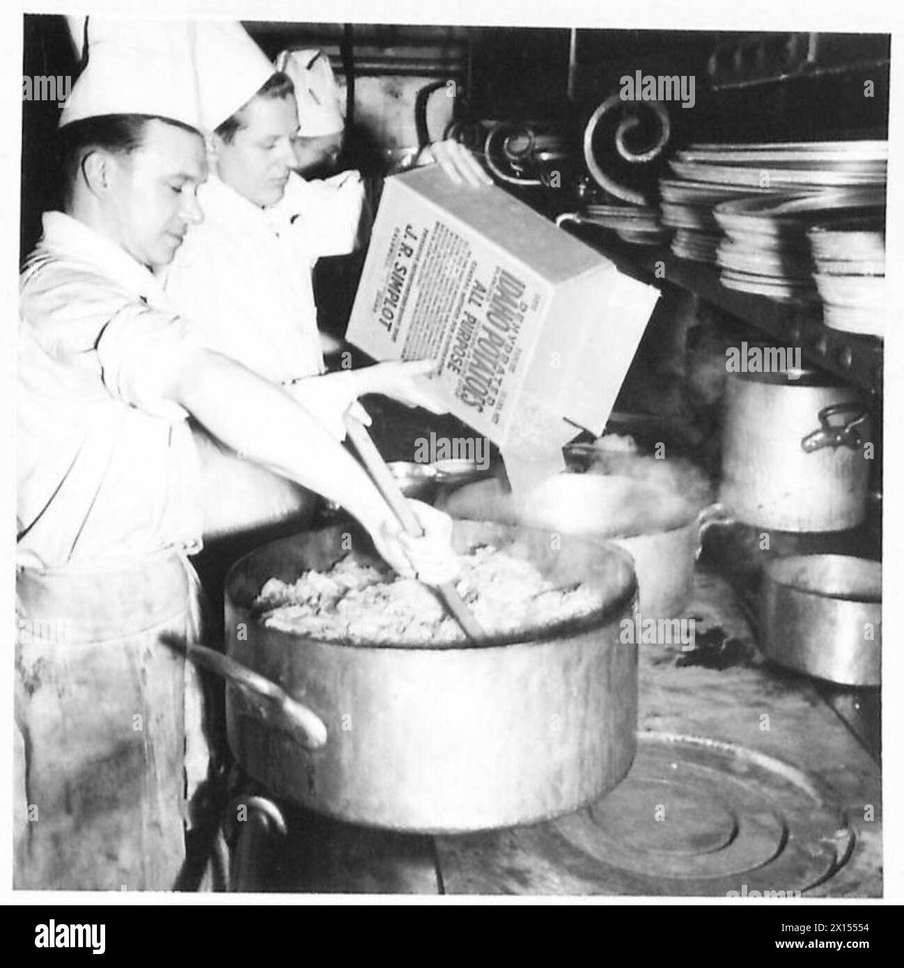 THE "VATEL TOUCH" TO ARMY RATIONS - Dehydrated potatoes are poured into ...