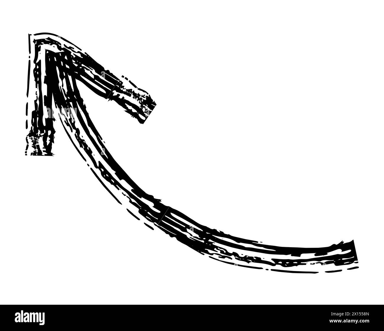 Hand drawn simple arrow drawn with wax crayon, chalk or charcoal ...