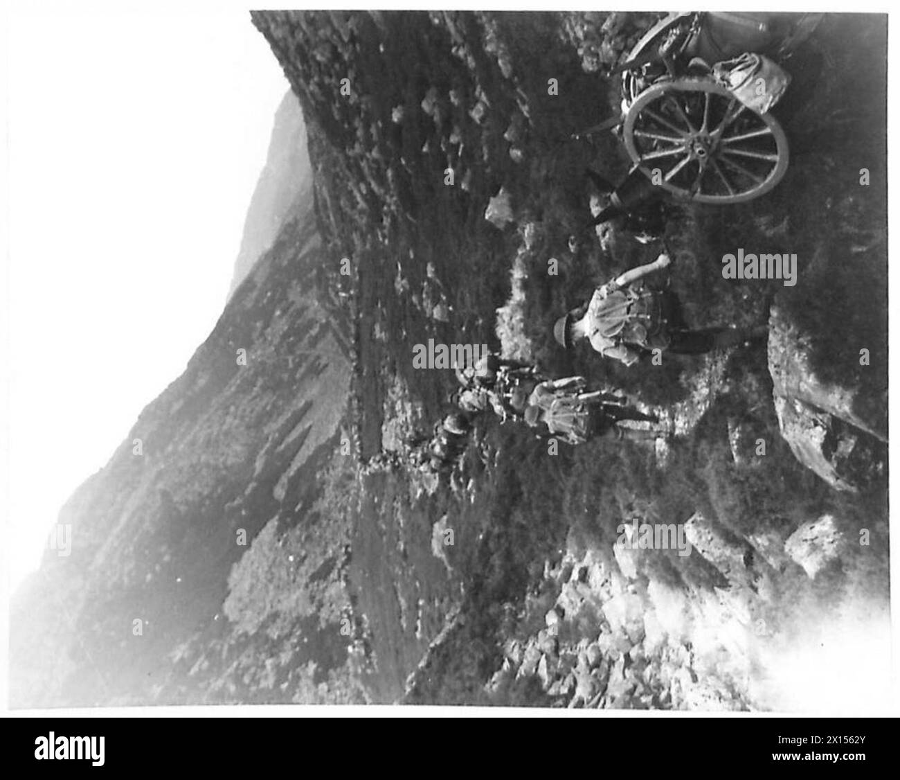 A MOUNTAIN BATTERY IN WALES - The battery making its way over a rough ...