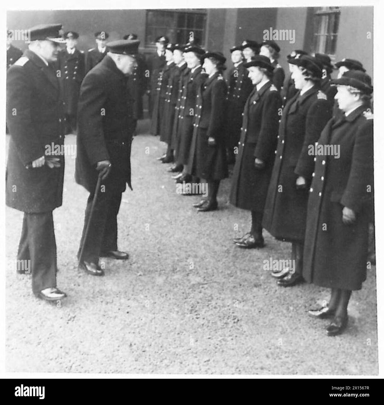 Winston Churchill Inspects W R E N Personnel During A Tour Of British