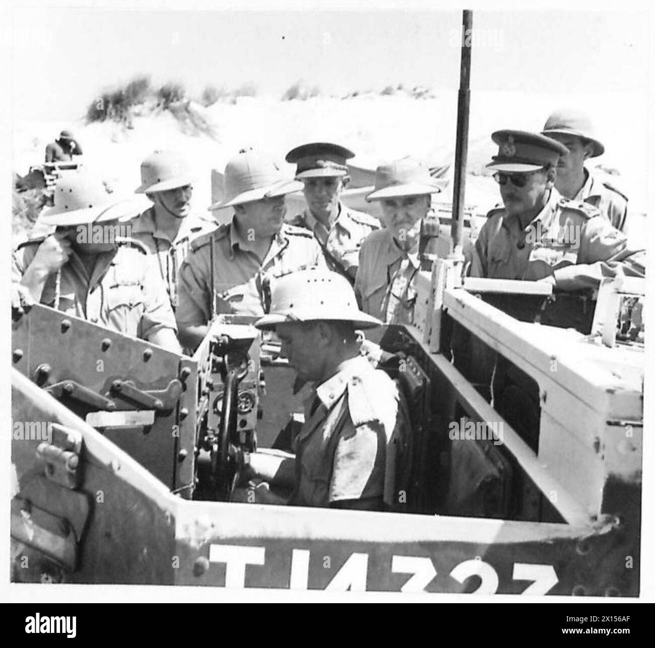 Colonel Stallard inspects a Bren gun carrier while visiting South ...