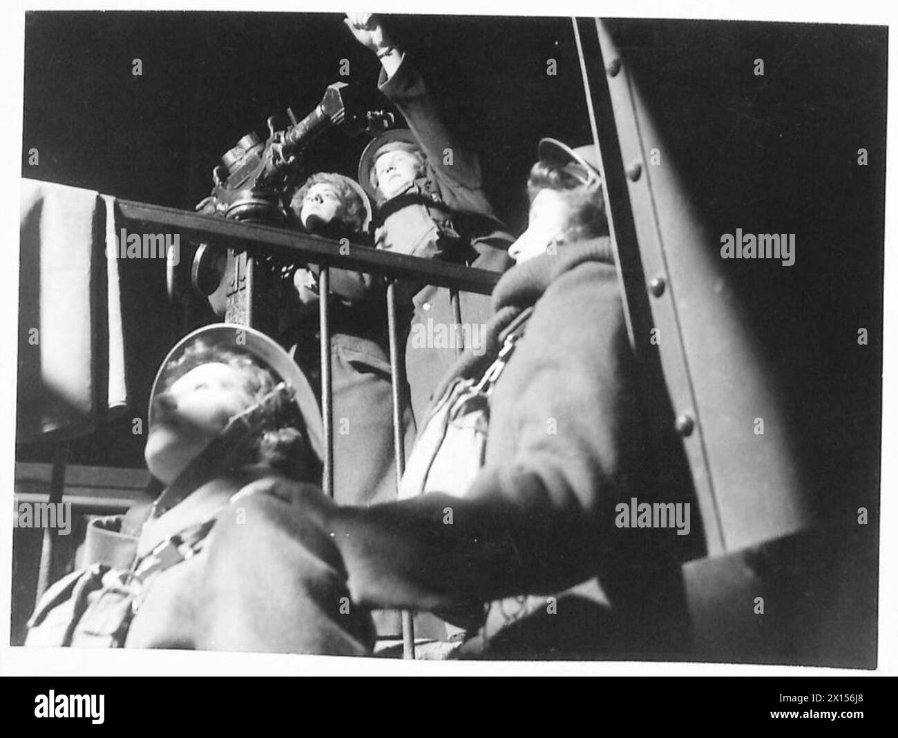 Spotters of the Auxiliary Territorial Service operating at night while ...