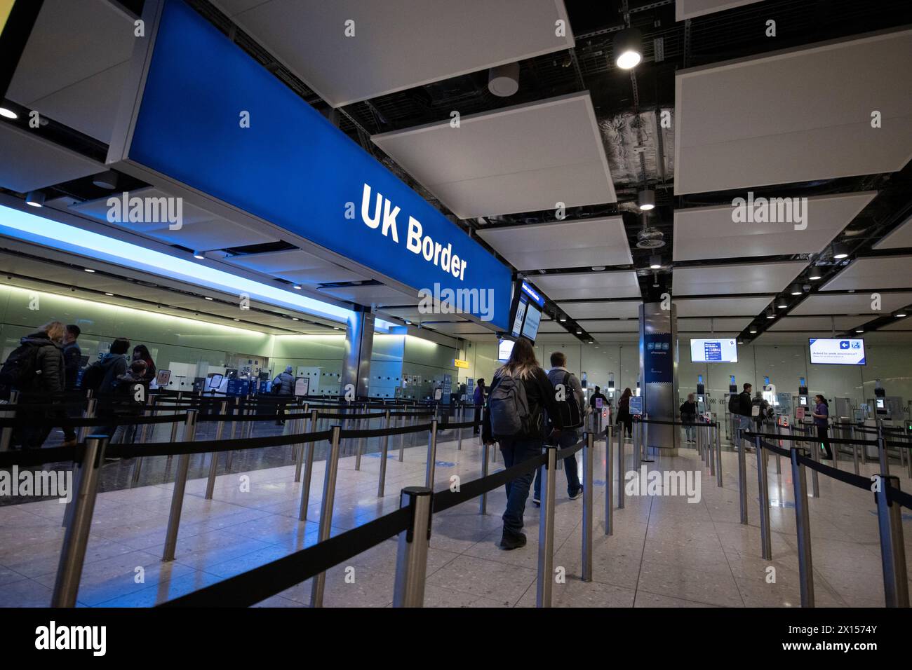 Border entrance into the United Kingdom at Heathrow Terminal 2, England ...