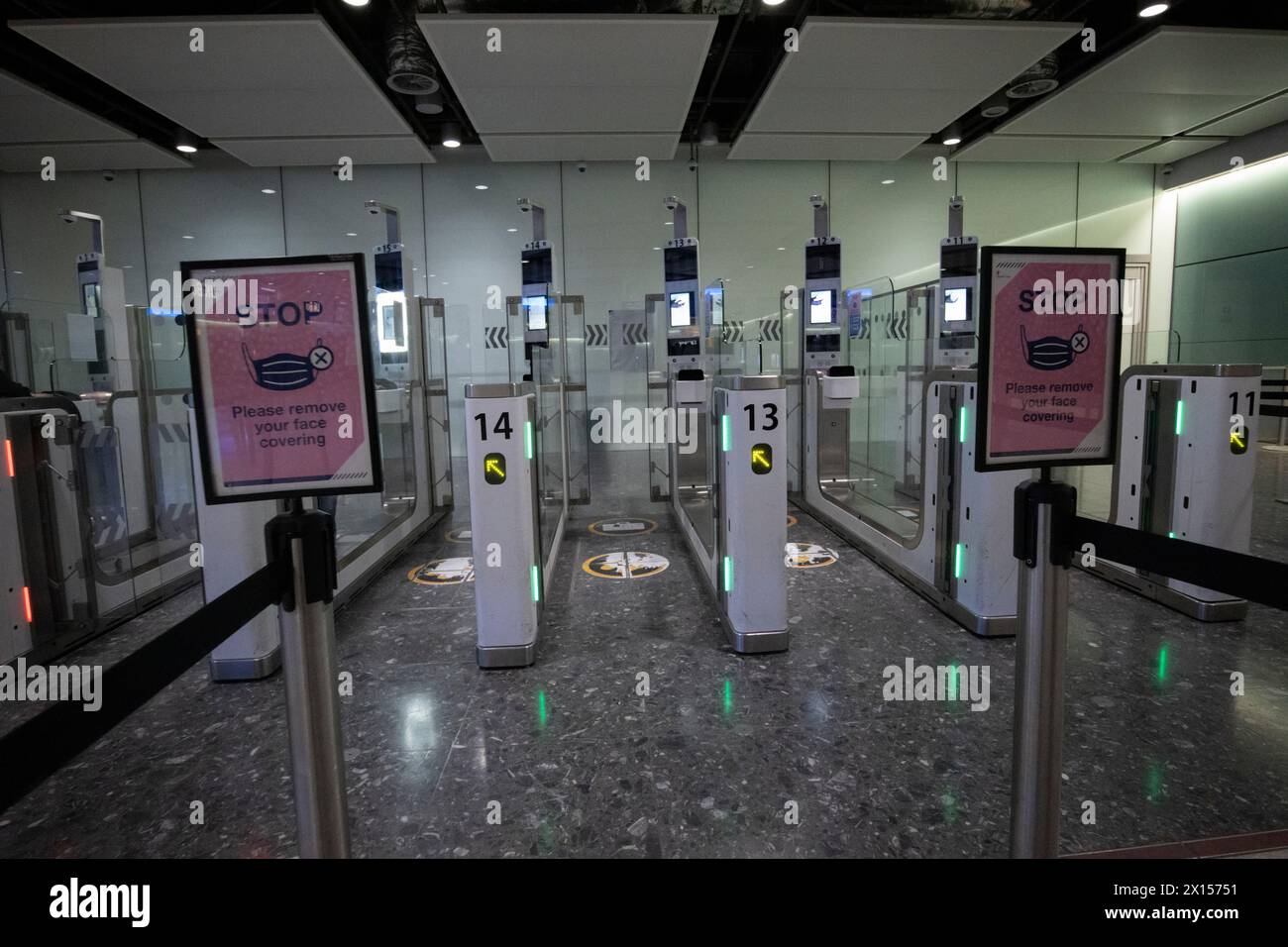 Border entrance into the United Kingdom at Heathrow Terminal 2, England ...