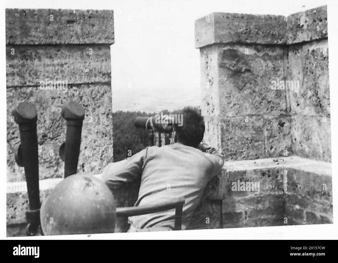 French troops advance toward Siena, as seen from a forward observation ...