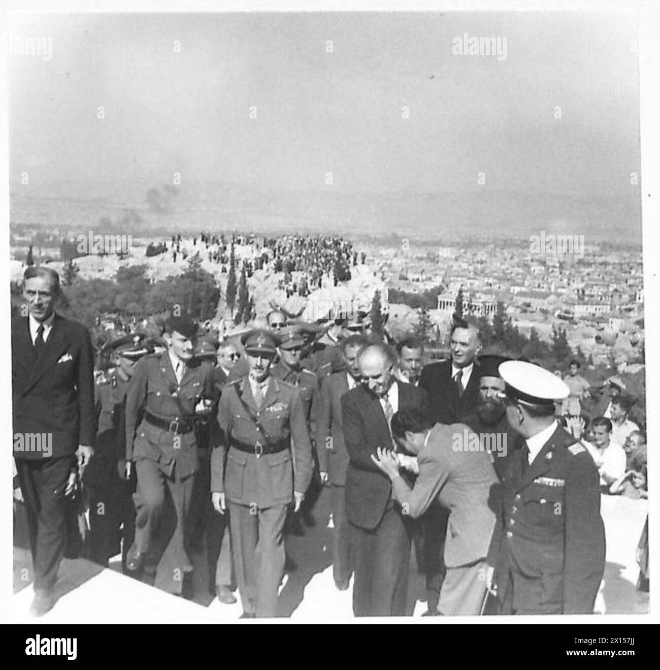 THE NEW GOVERNMENT ENTERS GREECE - M. Papandreou, accompanied by Lieut ...