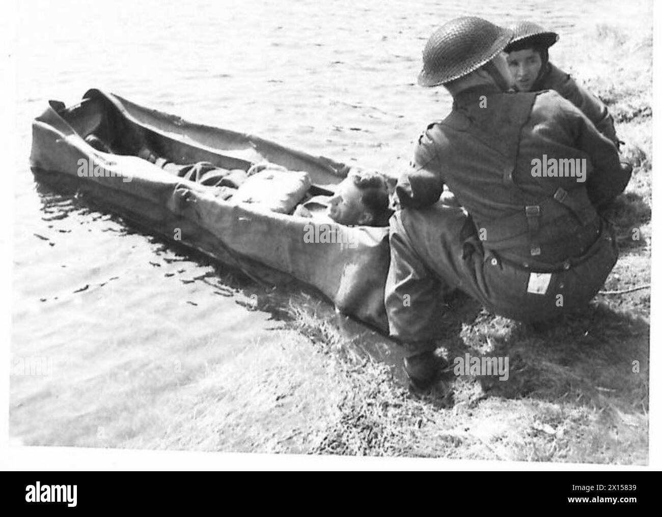 The Medical Corps uses stretcher boats to pull patients to the river ...