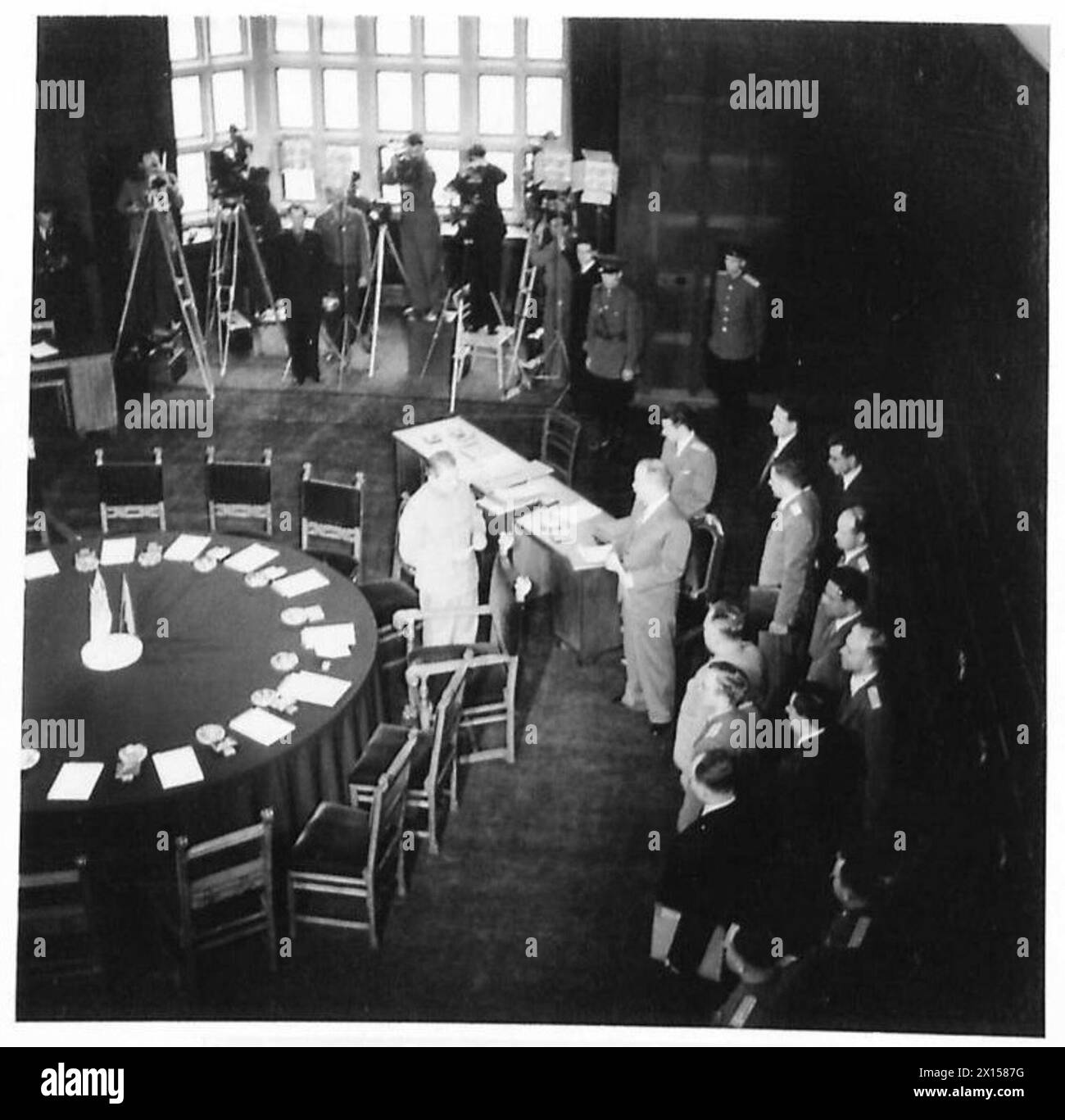 Marshal Joseph Stalin is depicted arriving at a conference room during ...
