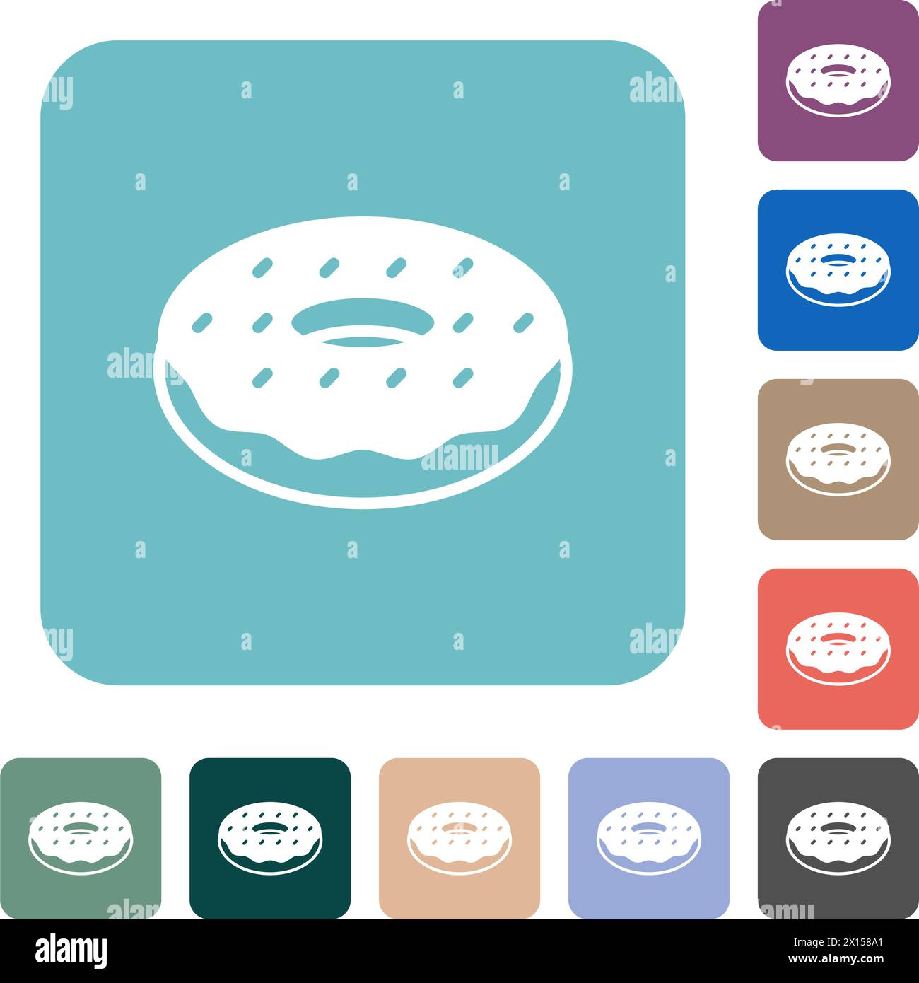Donut white flat icons on color rounded square backgrounds Stock Vector ...